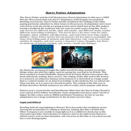 Harry potter adaptation | DOCX