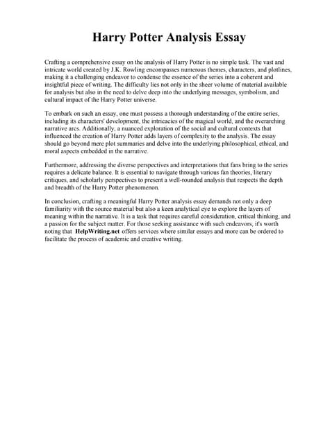 Harry Potter Essay Topics. Wheelock College | PDF