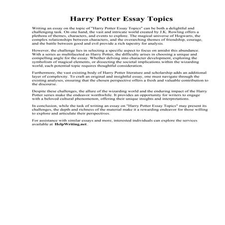 Harry Potter Essay Topics | PDF