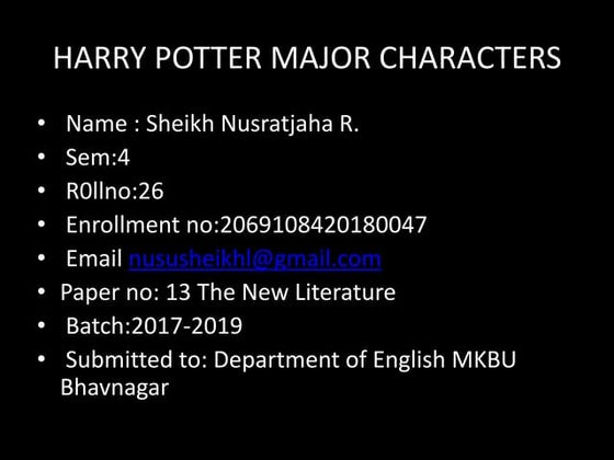 Paper-13 characters oh Harry Potter | PPT