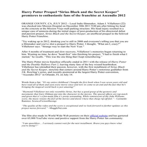 Harry Potter Prequel: Chapter 0 | PDF