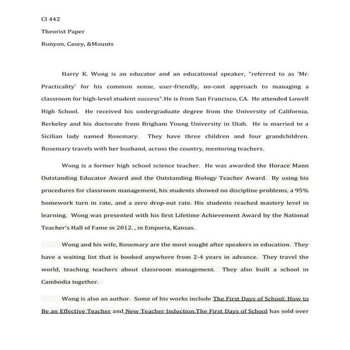 Harry wong paper | DOCX