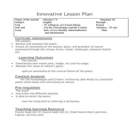 Innovative Lesson Plan | PDF