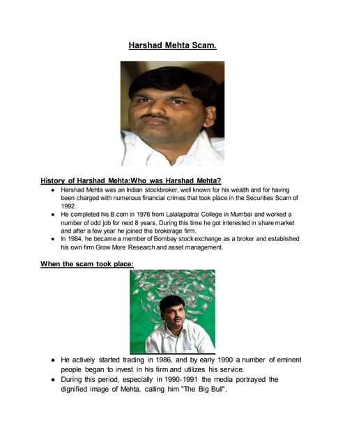 Harshad mehta scam (1992) | PPTX