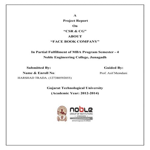 Harshad trada csr& cg report of facebook company | DOCX