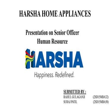 Harsha Home Appliances HR Manger JOB Profile | PPTX | Retail Industry | Industries