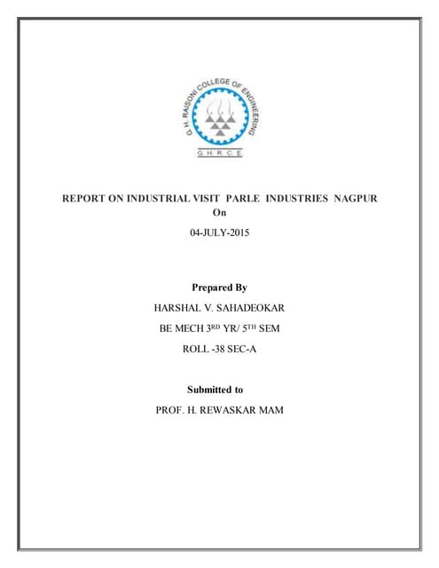 Industrial Visit Report | PDF