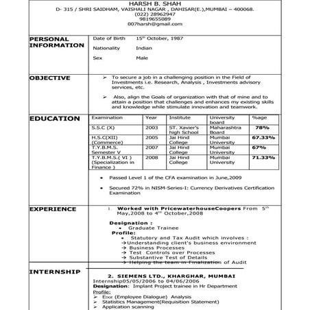 Cv format | DOC