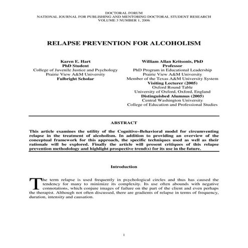 Relapse prevention: an Overview | PPTX