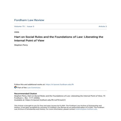 Hart on social rules and the foundations of law | PDF