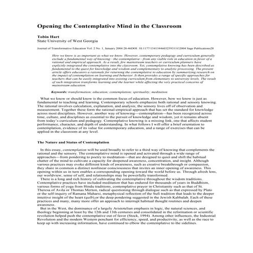 Opening the contemplative mind in the classroom | PDF