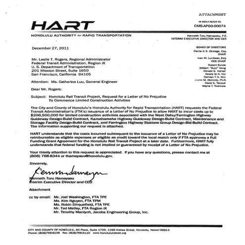 HART requests FTA LONP | PDF