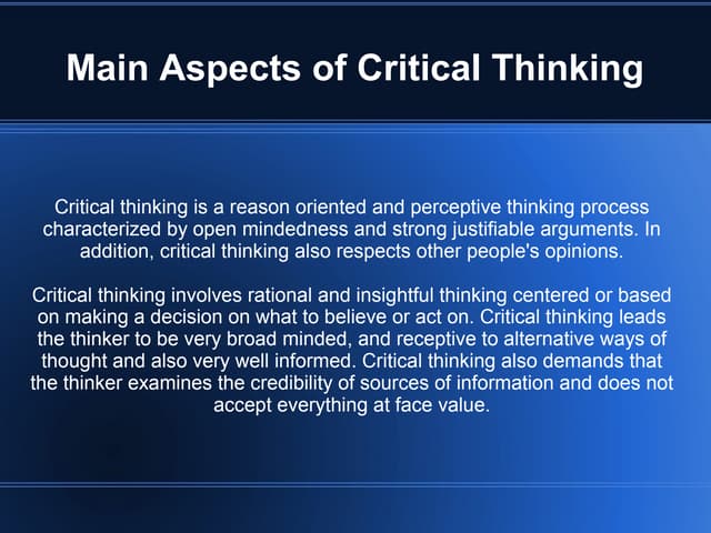 Lecture Notes Critical Thinking Part 3 of 3 | PPTX