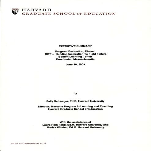 Harvard Eval Executive Summary B I F F | PDF