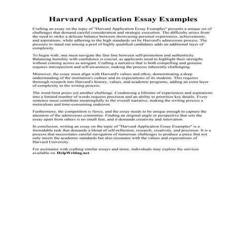 Harvard Application Essay Examples | PDF