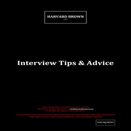 Harvard Brown Interview Tips And Advice | PDF