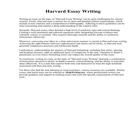 Harvard Essay Writing. St. Thomas Aquinas College | PDF