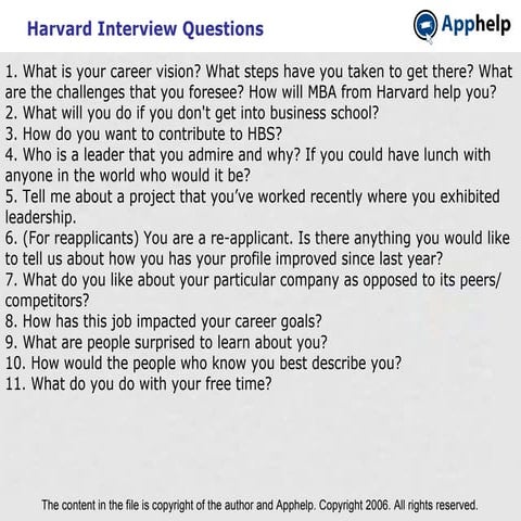 Harvard interview questions | PPT