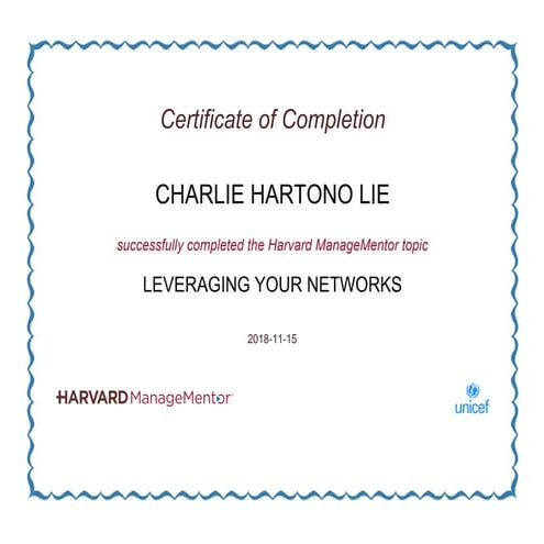 Harvard ManageMentor® Leveraging Your Networks - Charlie Hartono | PDF