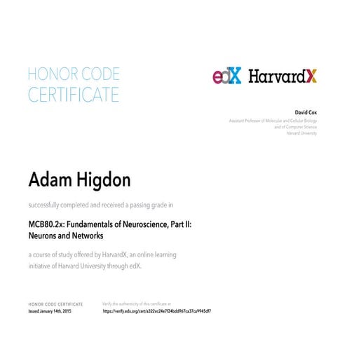 Harvard edX Fundamentals of Neuroscience | PPT