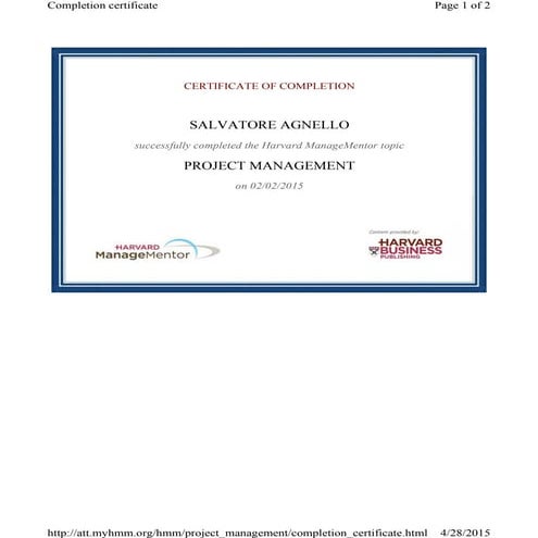 Harvard Project Management Cert | PDF