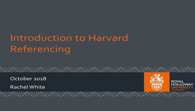Referencing coursework in Harvard style | PPT
