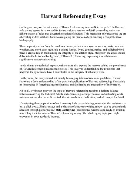 Harvard Referencing Example Essay. Bethune-Cookman University | PDF