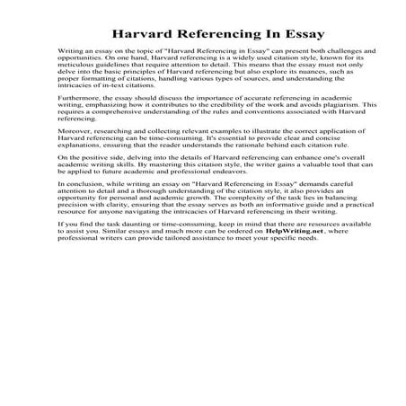 Harvard Referencing In Essay | PDF