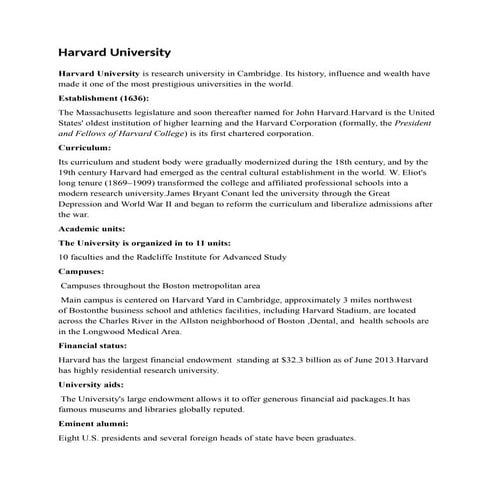 University presentation harvard | PPTX