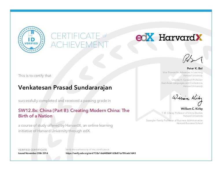 HarvardX Certificate - SW12.8 Creating Modern China - VPS 2014