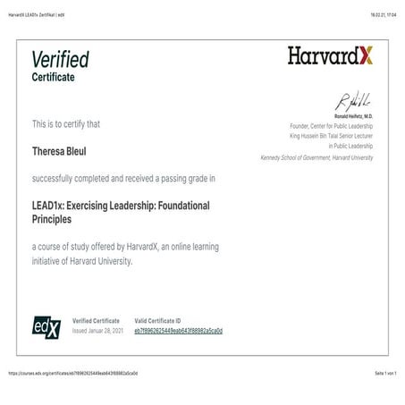Harvard x lead1x zertifikat | edx | PPT
