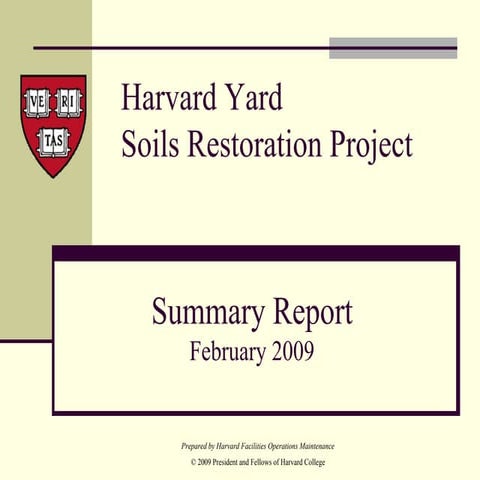 Harvard yard soils restoration project summary report - 2-25-09 | PDF ...