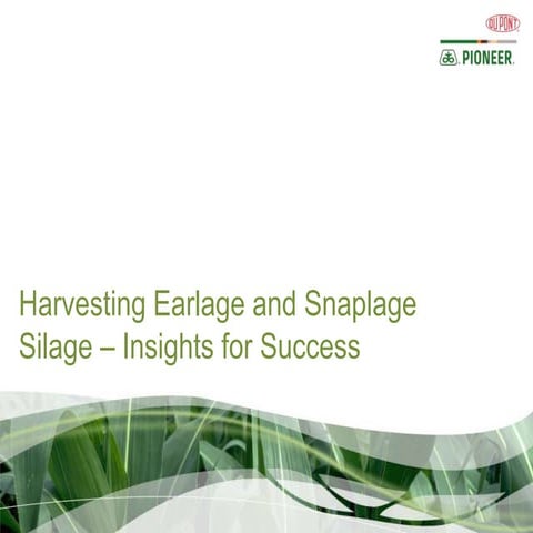 Harvesting Earlage & Snaplage Silage –Insights for Success | PPTX