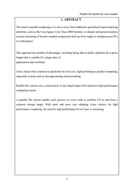 Parallel File System For Linux Clusters Pdf
