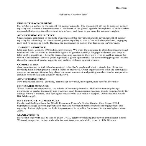 HeforShe Creative Brief | PDF