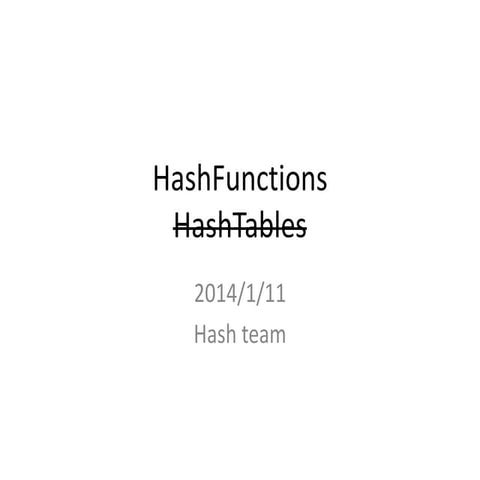 Hash functions | PPT