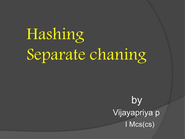 Data Structures : hashing (1) | PPTX
