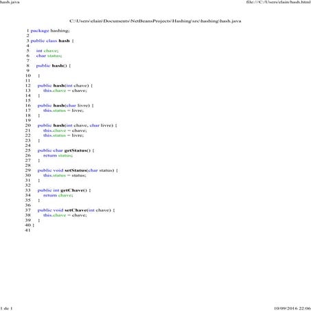 Hashing endereçamento aberto - main