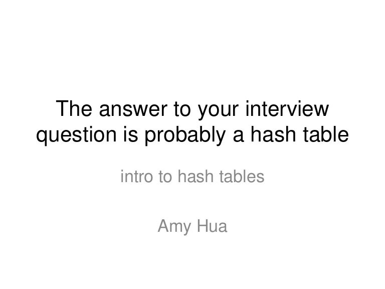 Intro To Hash Tables