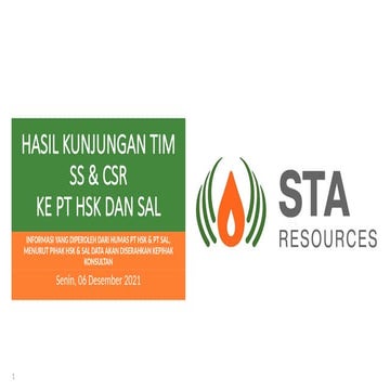 Hasil Kunjungan - SSCSR ke Kebun HSK dan SAL | PPTX