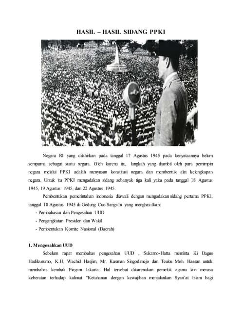 Sejarah Hasil Putusan Sidang PPKI | PPTX