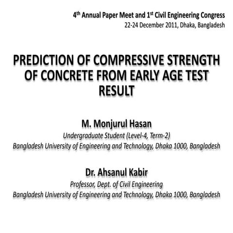 PREDICTION OF COMPRESSIVE STRENGTH OF CONCRETE FROM EARLY AGE TEST ...