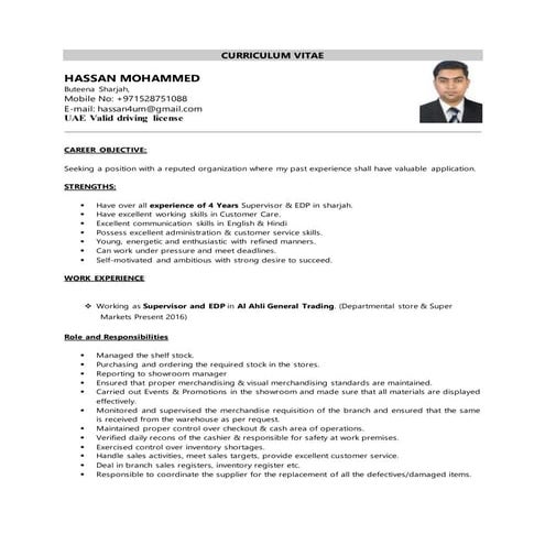 Hassan cv | DOCX