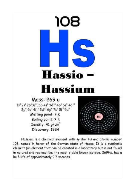 Hassium Uses