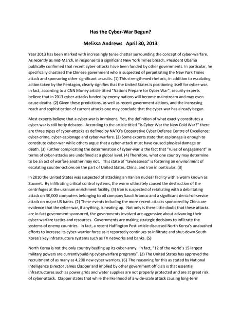Has The Cyber War Begun Pdf