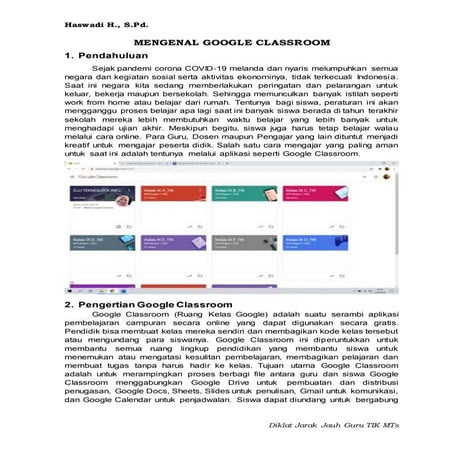 Haswadi mengenal google classroom | DOCX