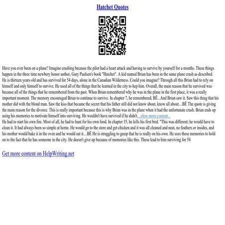 Hatchet Quotes | PDF