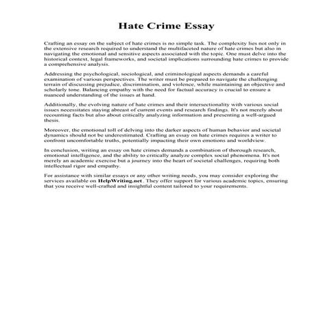 Hate Crime Essay. West Hills Community College District | PDF