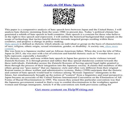 Hate Speech Essay | PDF
