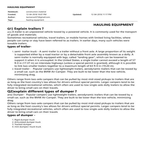 Hauling equipmenet | PDF
